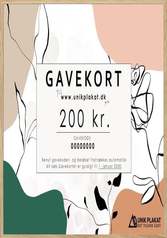 Gavekort på 200 kr. - print selv | Unik Plakat